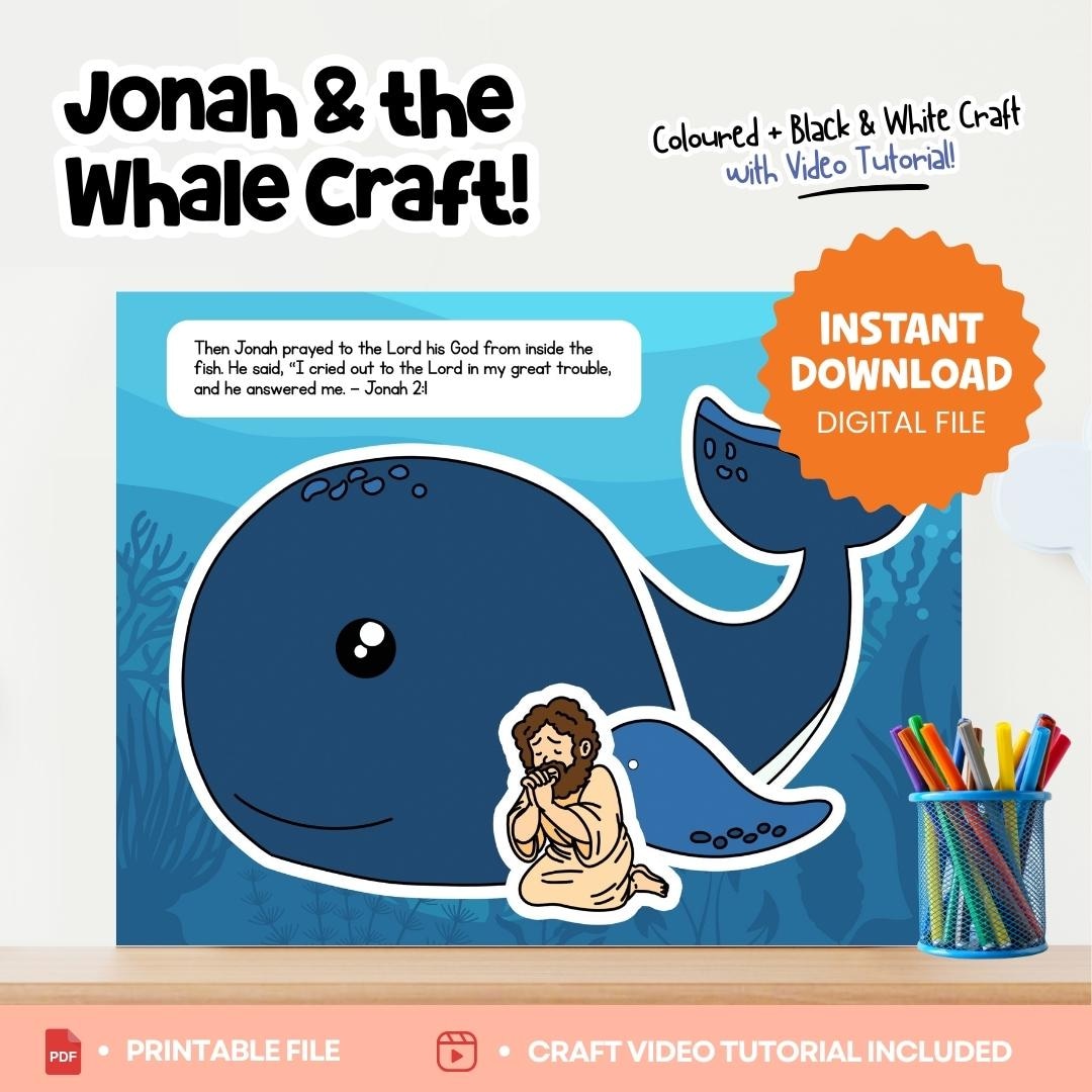 Jonah and the Whale Craft: Printable Sunday School Activity (PDF) - Etsy