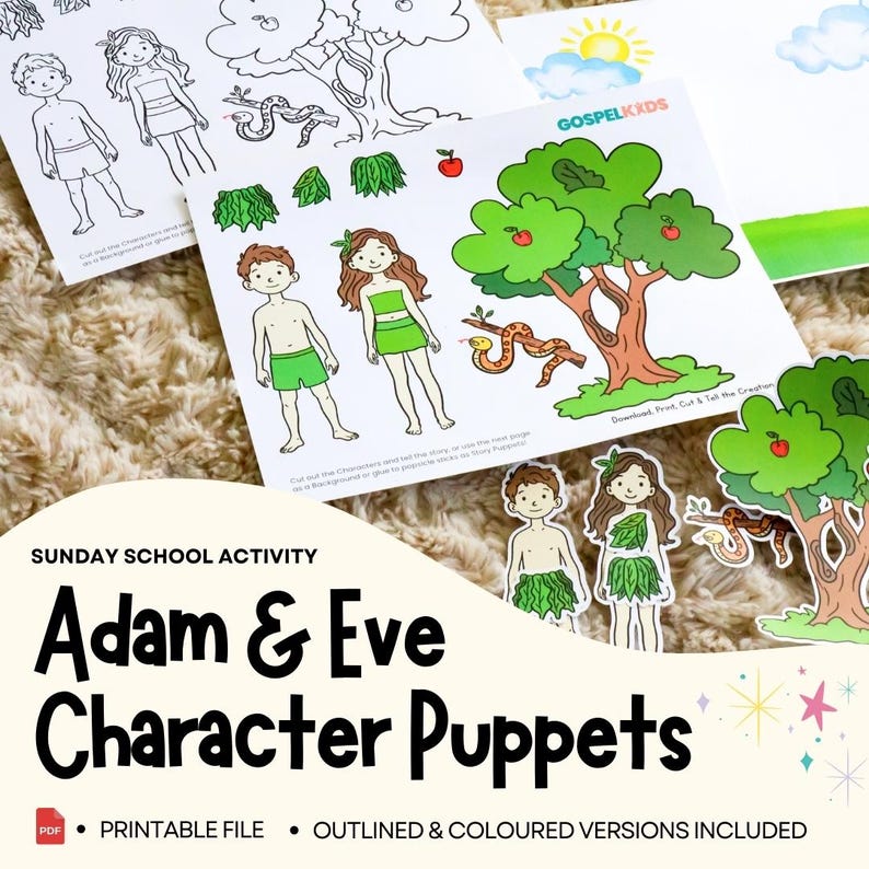 Adam & Eve Craft Printable | Garden of Eden Bible Activity for Kids ...
