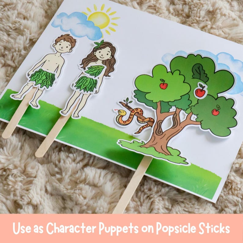 Adam & Eve Printable Craft: Genesis Bible Story Activity (PDF) - Etsy