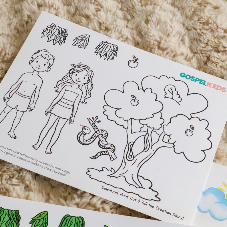 Adam & Eve Printable Craft: Genesis Bible Story Activity (PDF) - Etsy