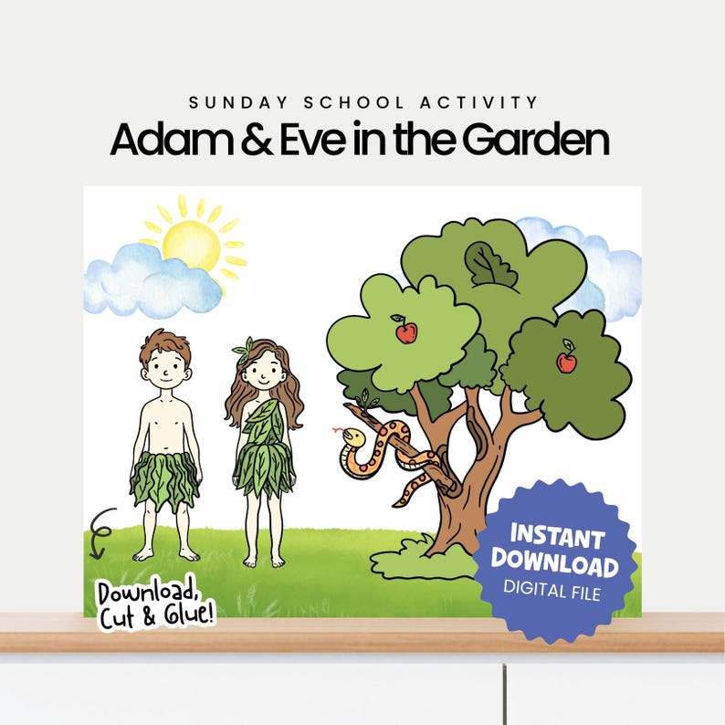 Adam & Eve Printable Craft: Genesis Bible Story Activity (PDF) - Etsy