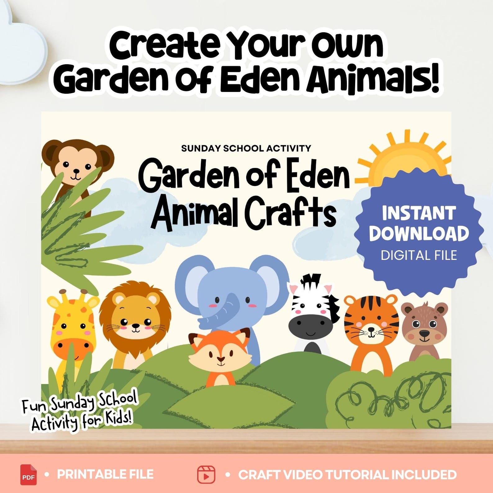Creation Story Animal Craft: Genesis Bible Lesson (PDF Pattern) - Etsy