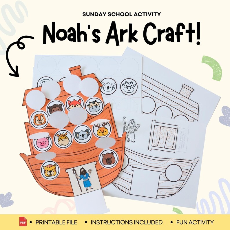 Noah's Ark Printable Craft | Fun Bible Activity for Kids - Etsy