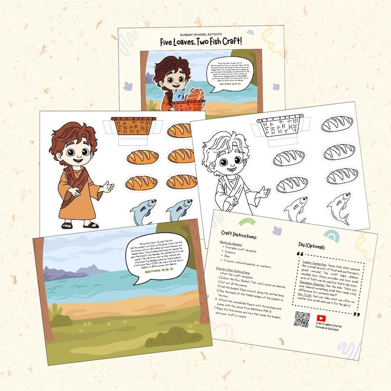 Jesus Feeds the Five Thousand | Five Loaves, Two Fish Printable Bible ...