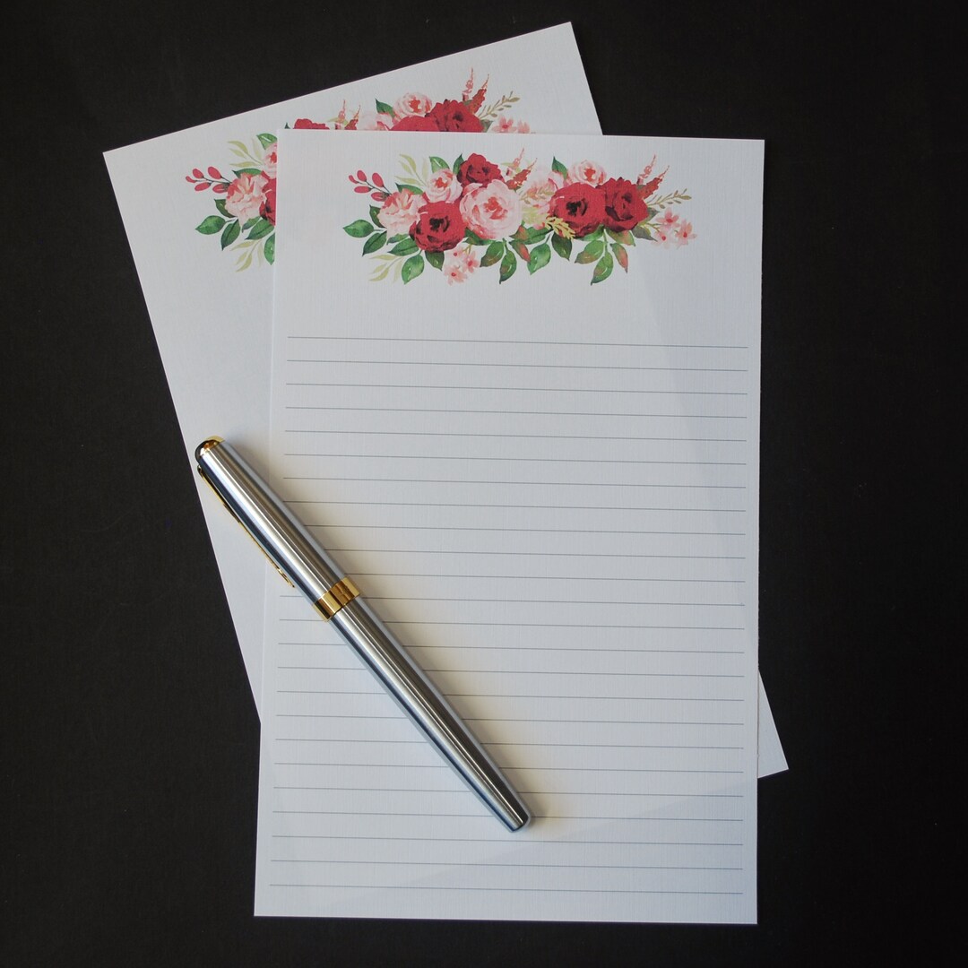 Luscious Rose Border, Stationery Set, 5.5 X 8.5, Letter Writing Set ...