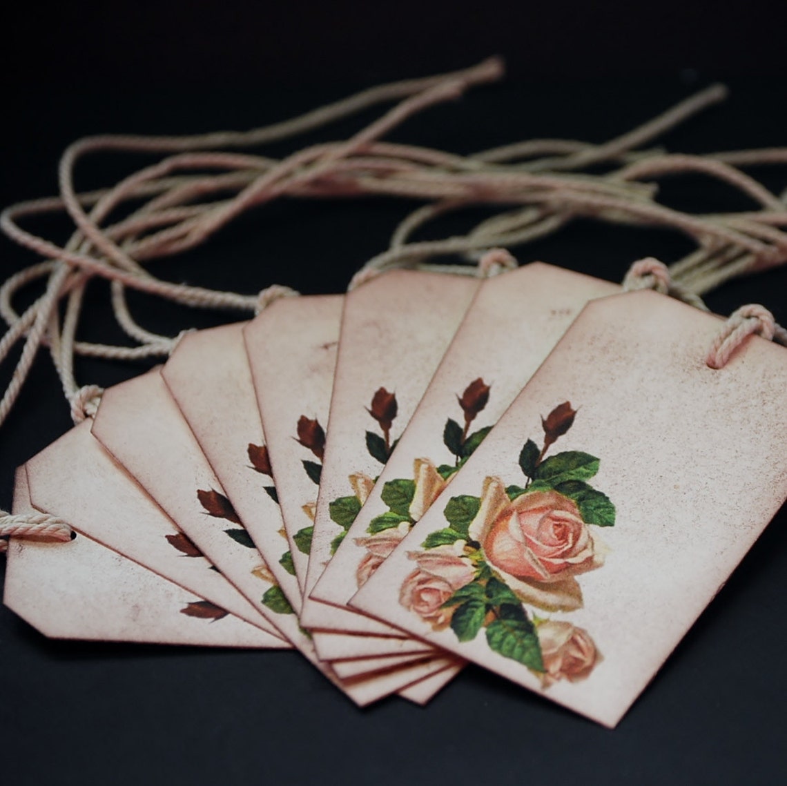 Corner Rose Bouquet Vintage Floral Gift Tags Set of 8 Hang - Etsy