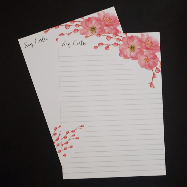 Pink Sakura Personalized Stationery Set Letter Writing Set - Etsy