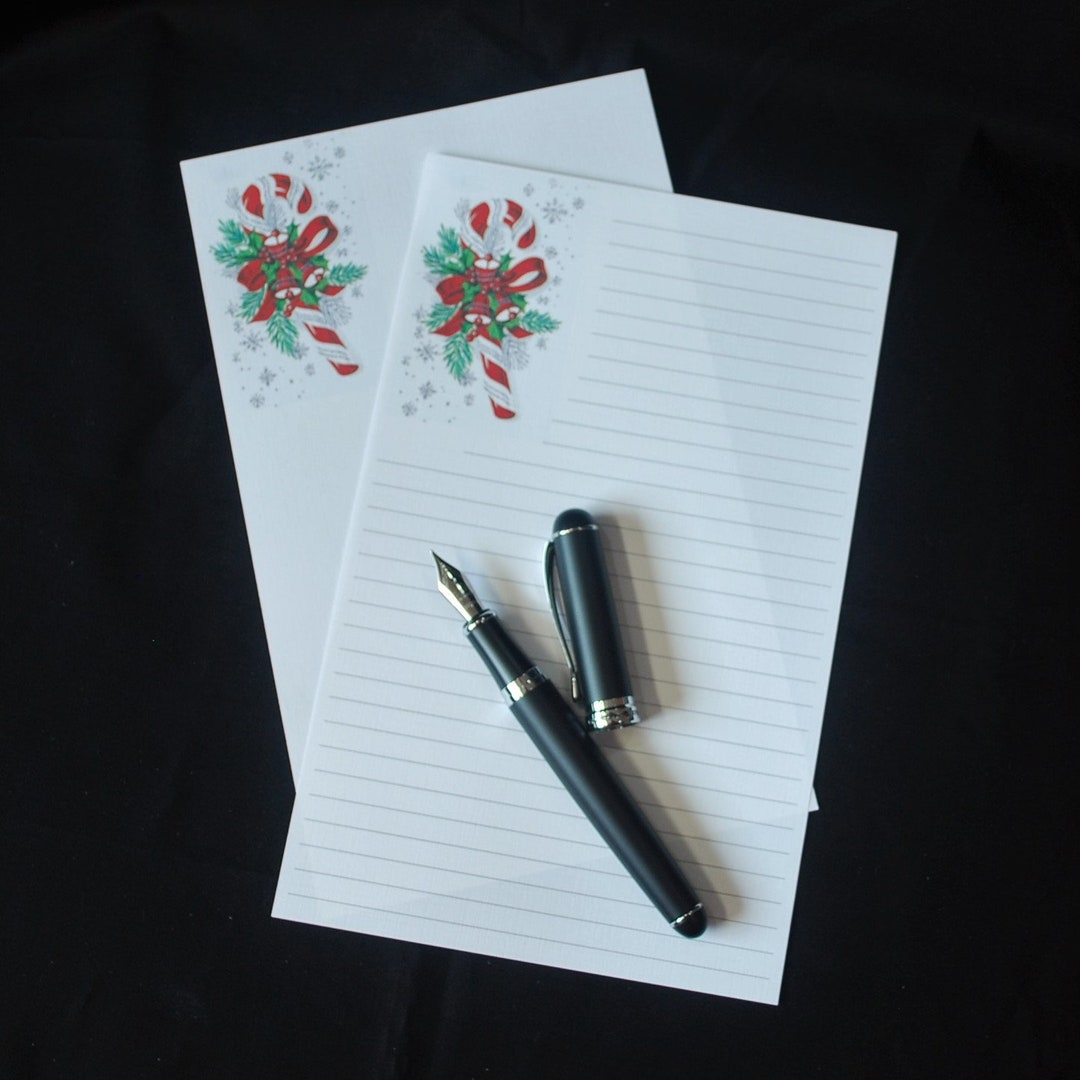 Holiday Candy Cane, Stationery Set, 5.5 X 8.5, Writing Set, Handwritten ...