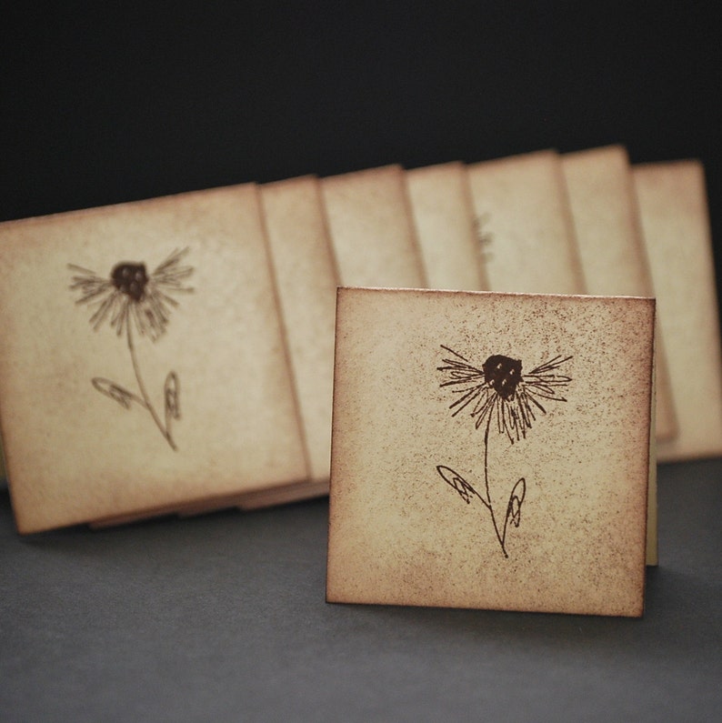 Scribble Flower, Mini Folded Notes, Set of 8 Small Enclosure Cards - Etsy