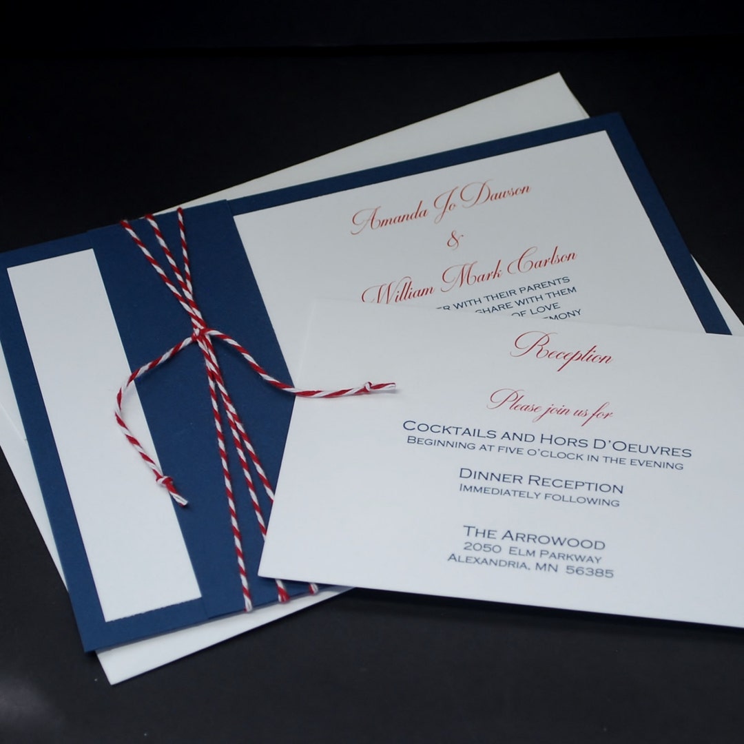 Nautical Navy, Wedding Invitation Sample Set, Red, White, Blue, Bakers ...