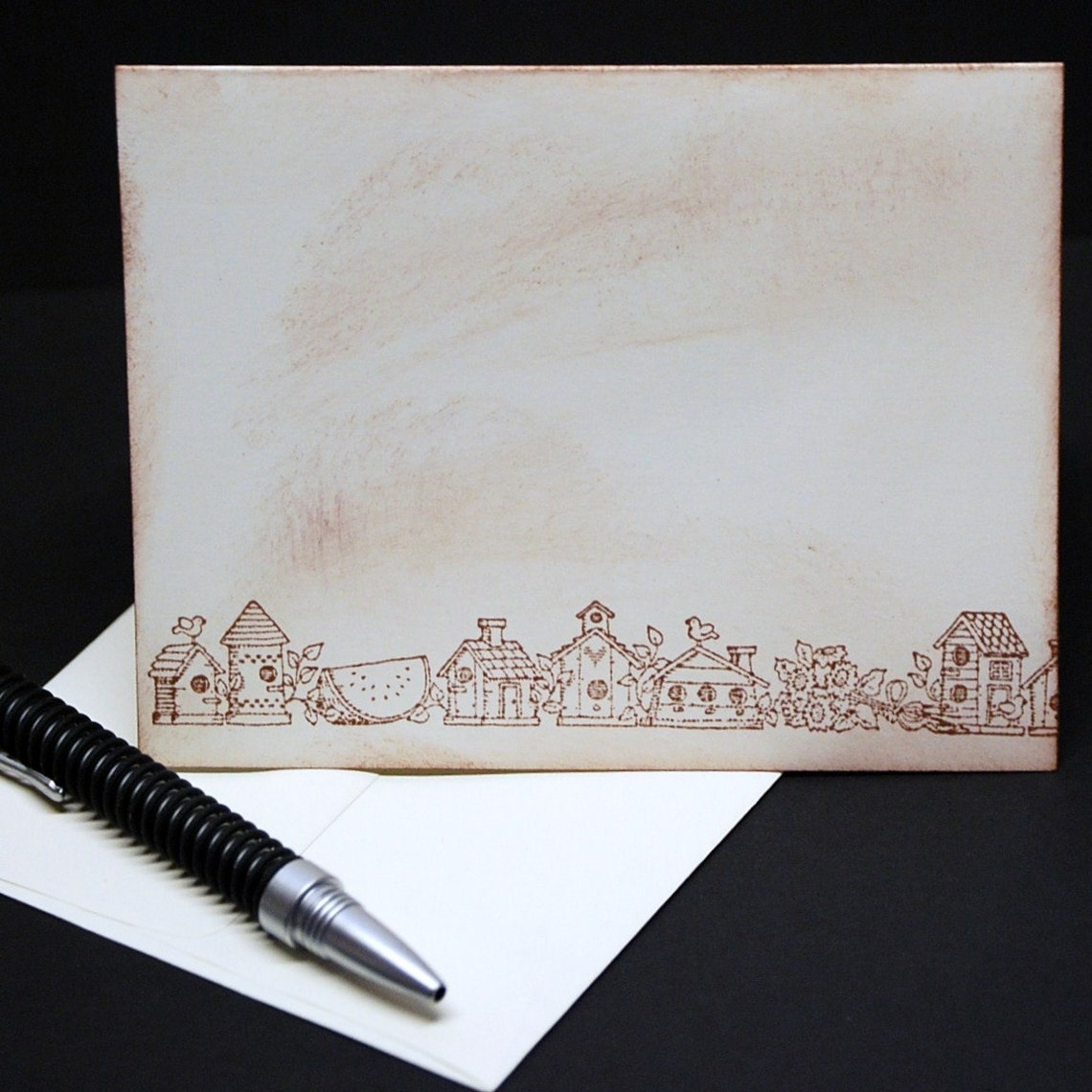 Primitive Birdhouses Blank or Personalized Note Cards Set of | Etsy