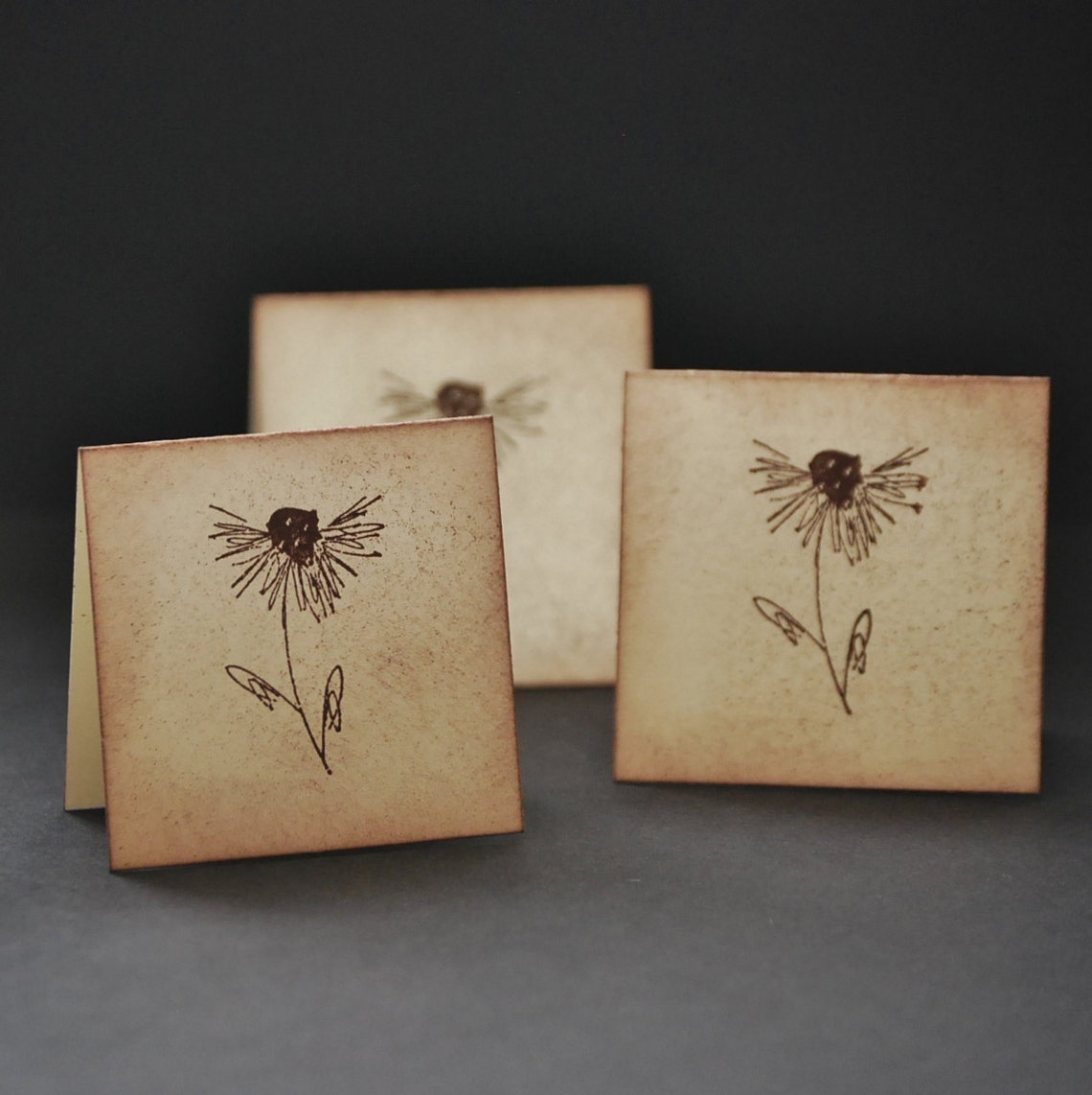 Scribble Flower, Mini Folded Notes, Set of 8 Small Enclosure Cards - Etsy