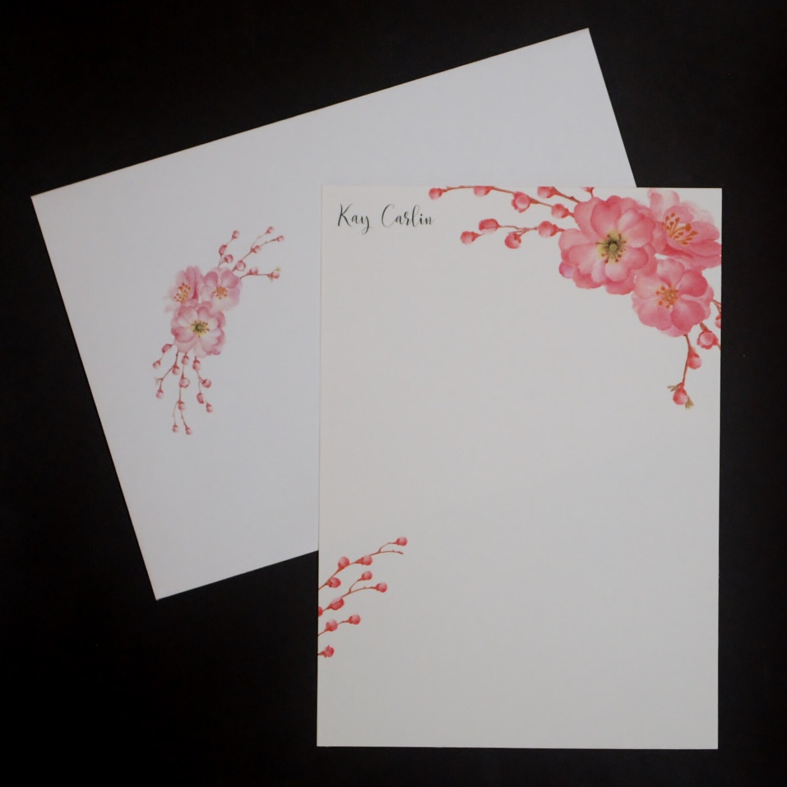 Pink Sakura Personalized Stationery Set Letter Writing Set - Etsy