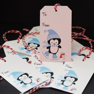 Skating Penguin, Holiday Gift Tags, Set of 8 Christmas Hang Tags - Etsy