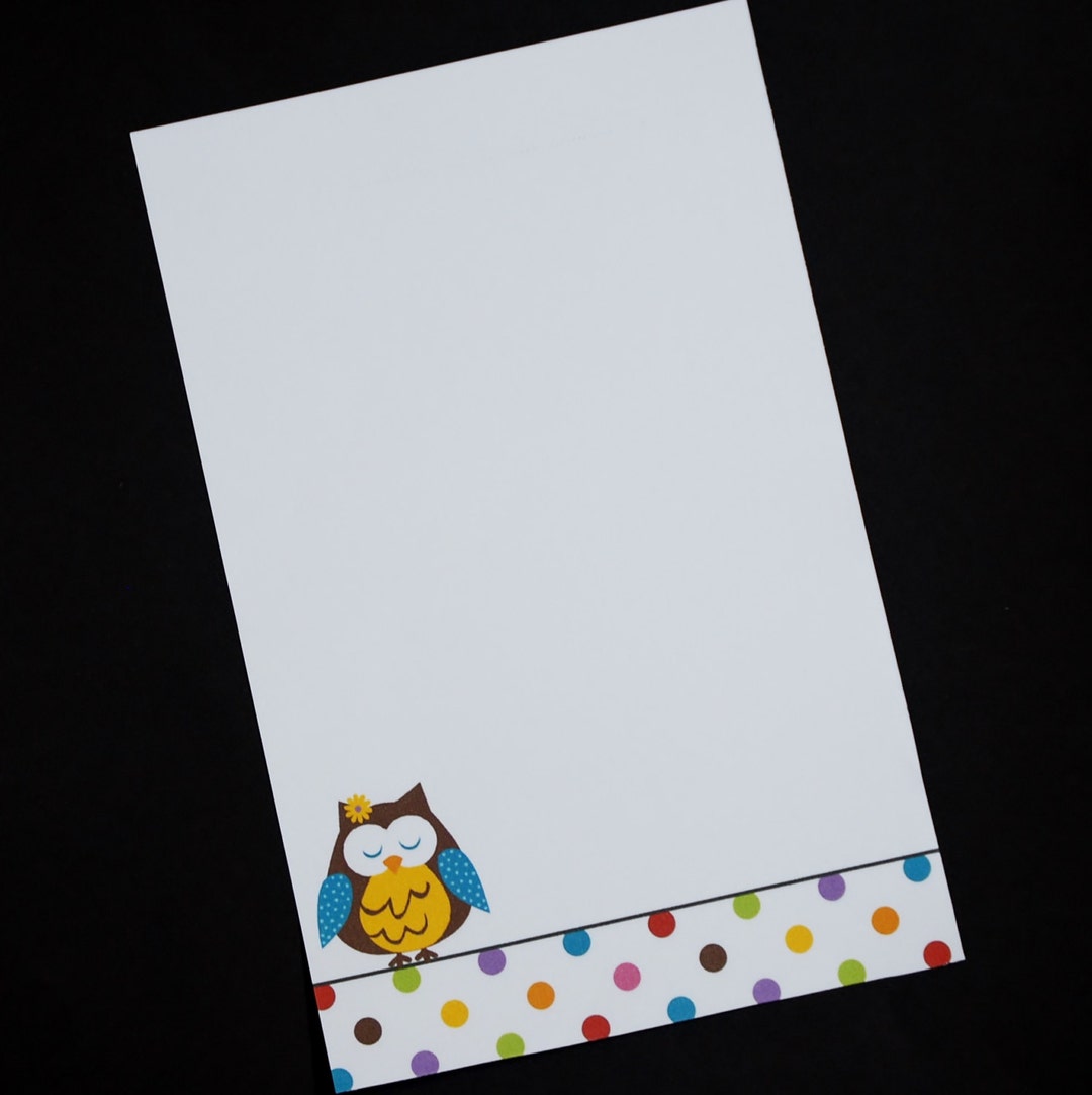 Polka Dot Owl, Stationery Set, 5.5 X 8.5, Letter Writing Set, Pen Pal ...