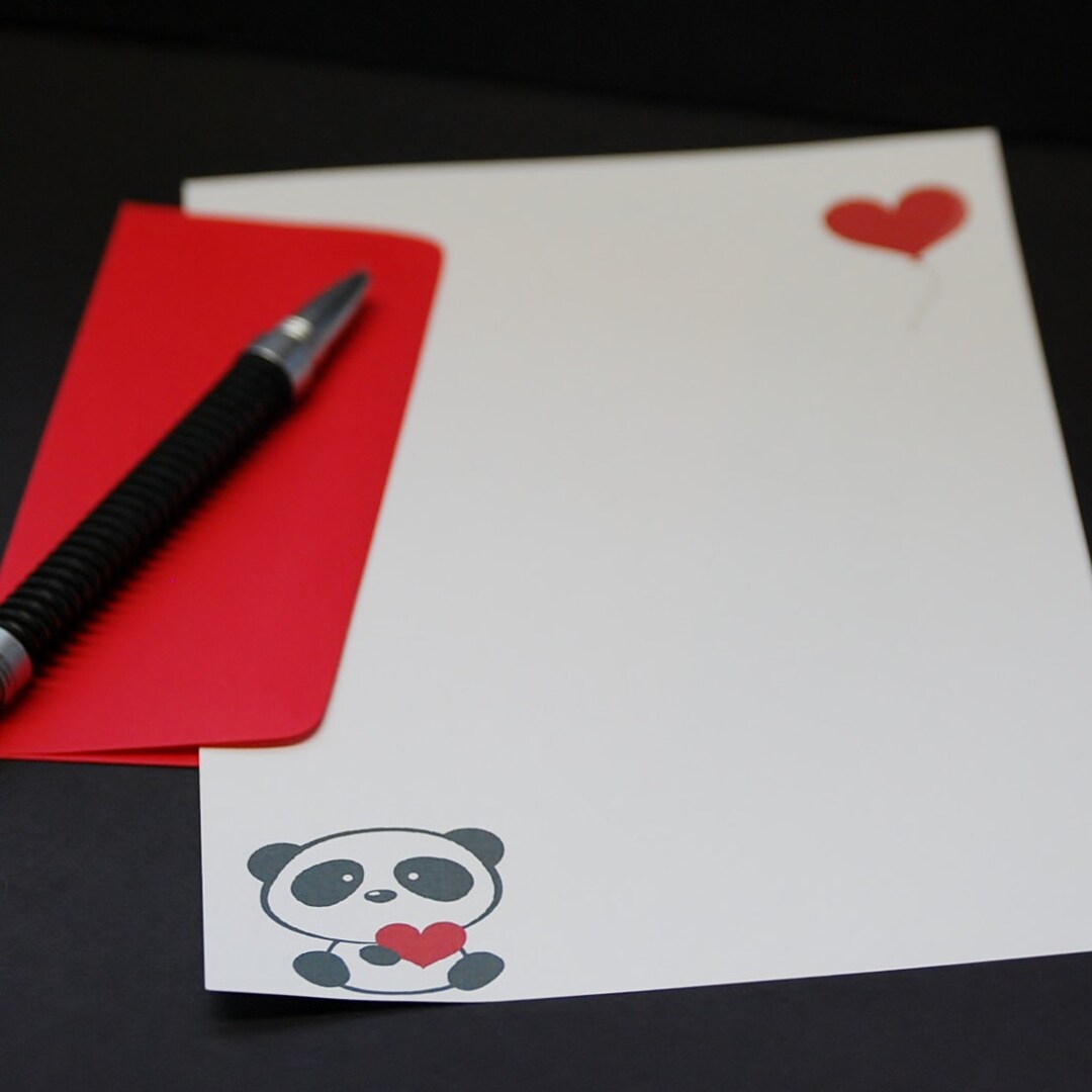 Panda Love, Stationery Set, 5.5 X 8.5, Letter Writing Set, Handwritten ...