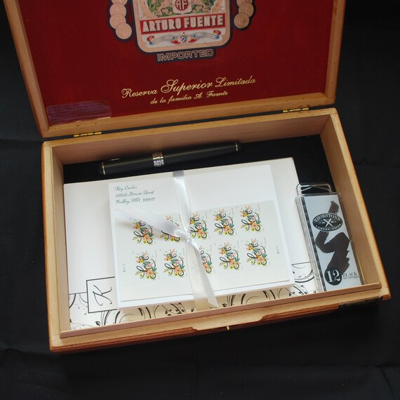 Cigar Box Writing Set complete stationery gift set fountain | Etsy