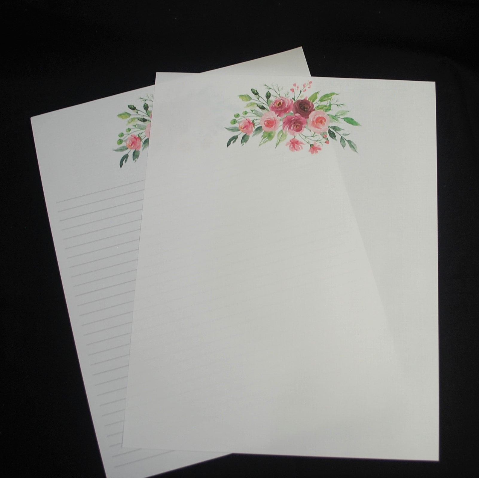Pretty Pink Roses, Floral Stationery Set, 8.5 X 11, Full Sheet Letter ...