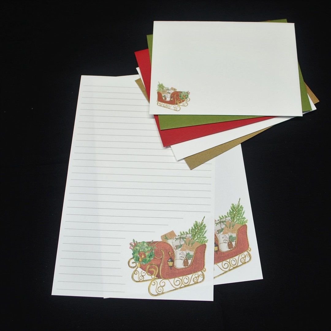 Santa's Sleigh, Winter Stationery Set, 5.5 X 8.5, Writing Set ...