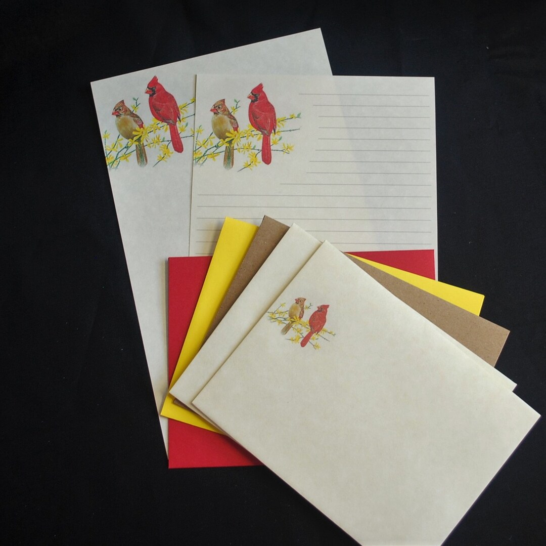 Cardinal Pair, Fine Stationery Set, 5.5 X 8.5, Parchment Paper, Letter ...