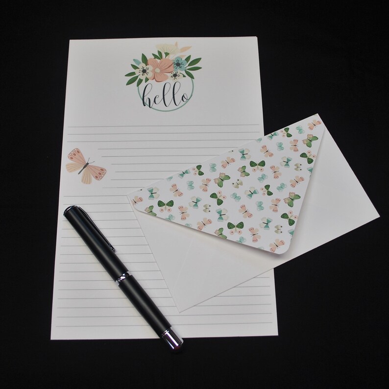 Butterfly Hello Trifold Stationery Set Writing Set Writing - Etsy
