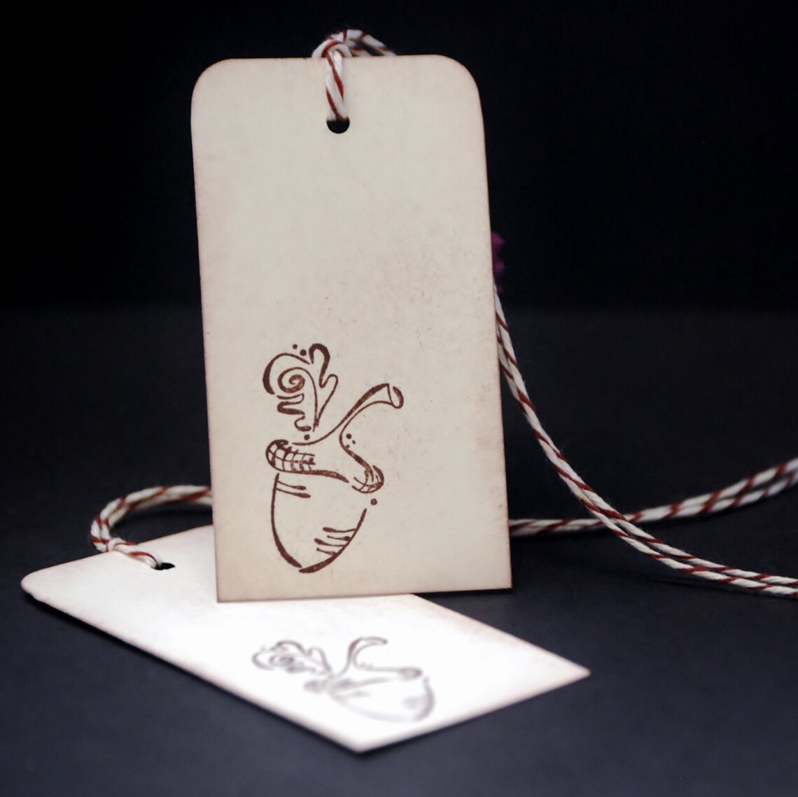 Whimsical Acorn, Hand Stamped Gift Tags, Set of 10 - Etsy
