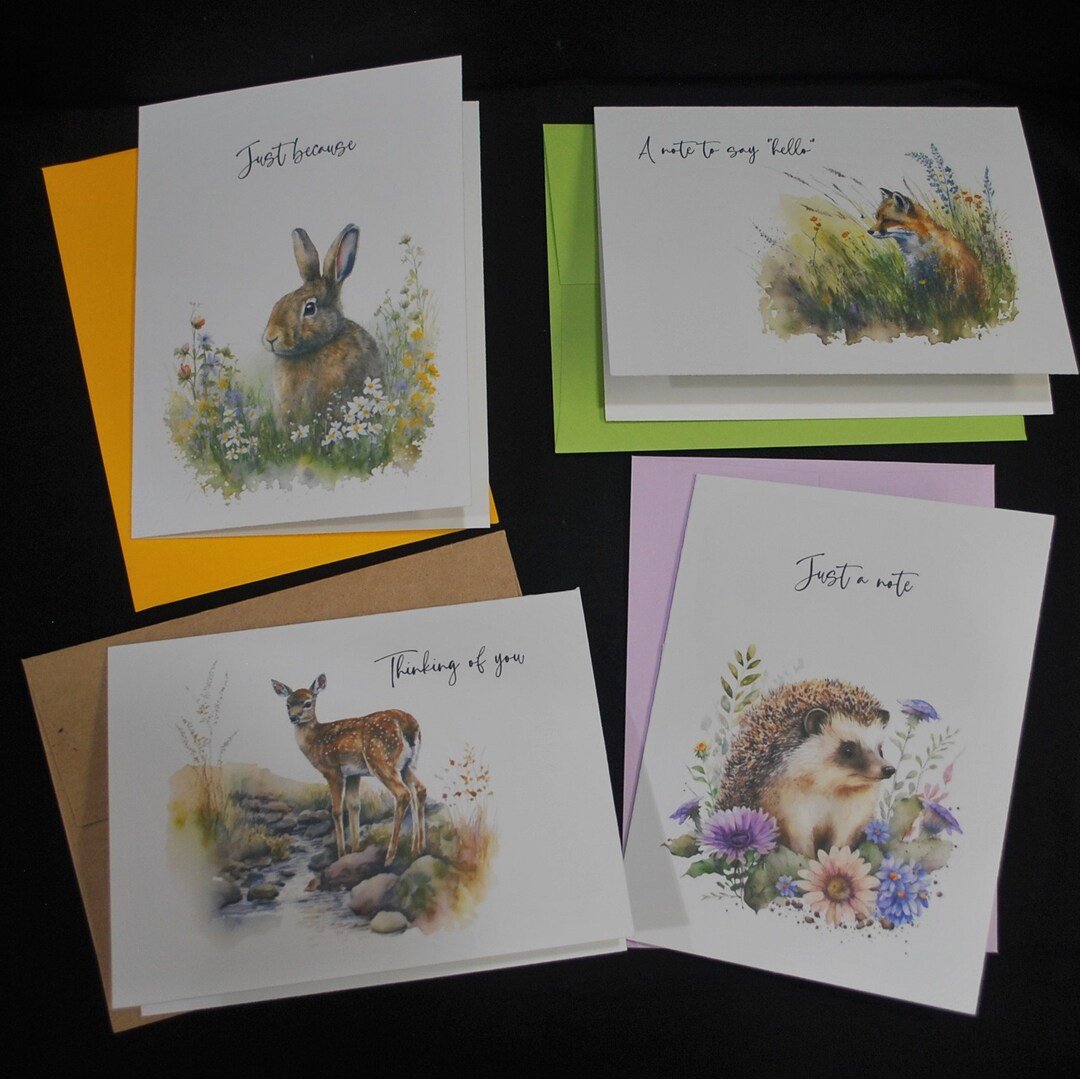 Woodland Animals, Mixed Greetings, 4.25 X 5.5, A2 Note Cards, Set of 12 ...