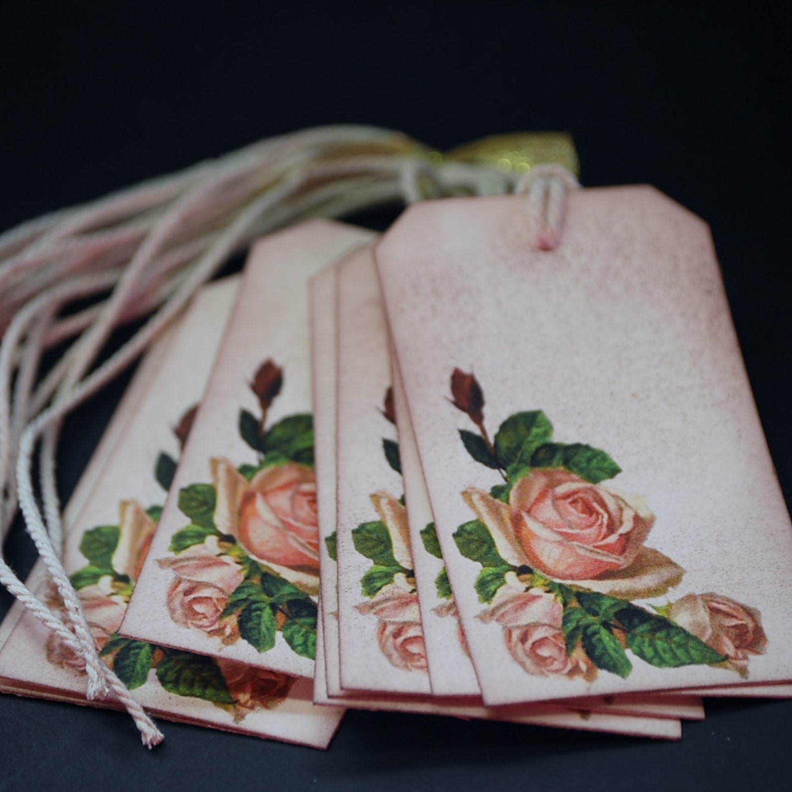 Corner Rose Bouquet Vintage Floral Gift Tags Set of 8 Hang - Etsy