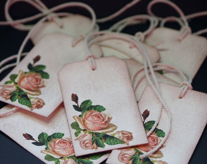 Corner Rose Bouquet, Vintage Floral Gift Tags, Set of 8 Hang Tags - Etsy