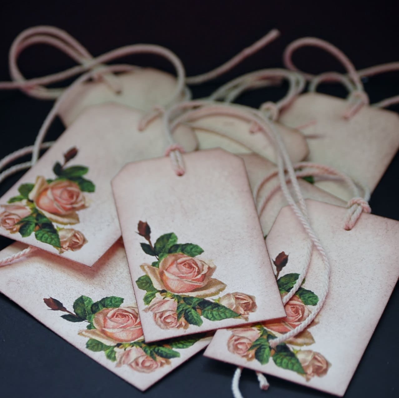 Corner Rose Bouquet Vintage Floral Gift Tags Set of 8 Hang - Etsy