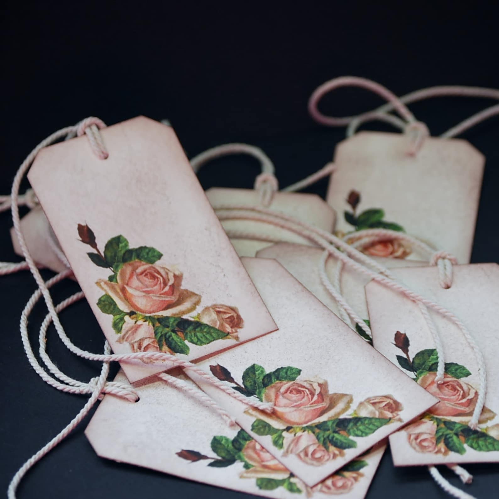Corner Rose Bouquet Vintage Floral Gift Tags Set of 8 Hang - Etsy