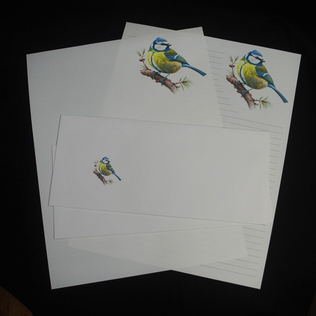 Blue Tit 1, Bird Stationery Set, 8.5 X 11, Full Sheet Letter Set ...