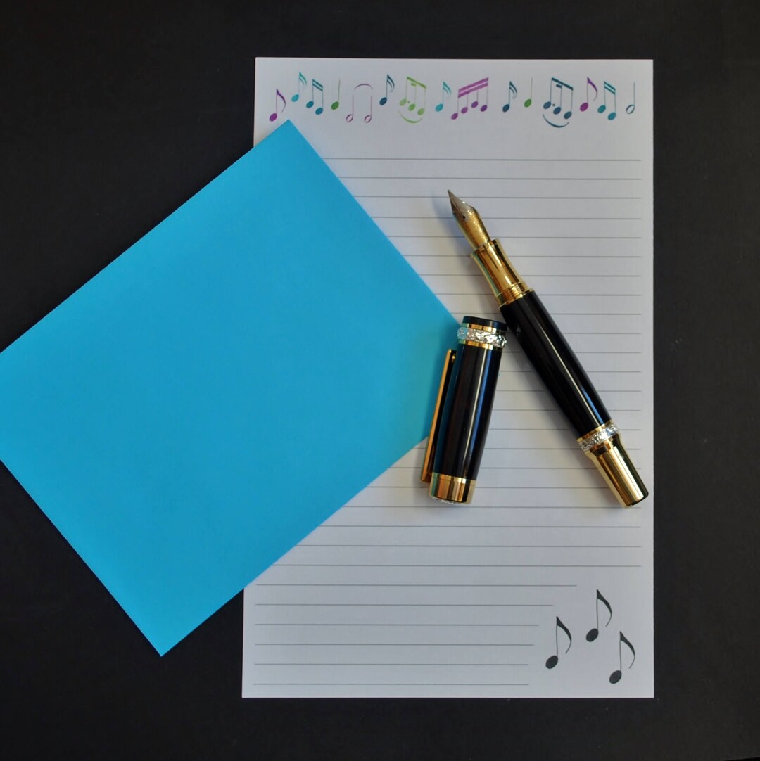 Musical Notes, Stationery Set, 5.5 X 8.5, Writing Set, Handwritten ...