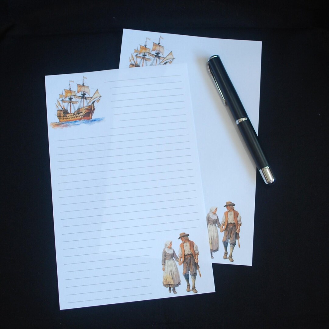 Mayflower Pilgrims, Stationery Set, 5.5 X 8.5, Letter Writing Set, Pen ...