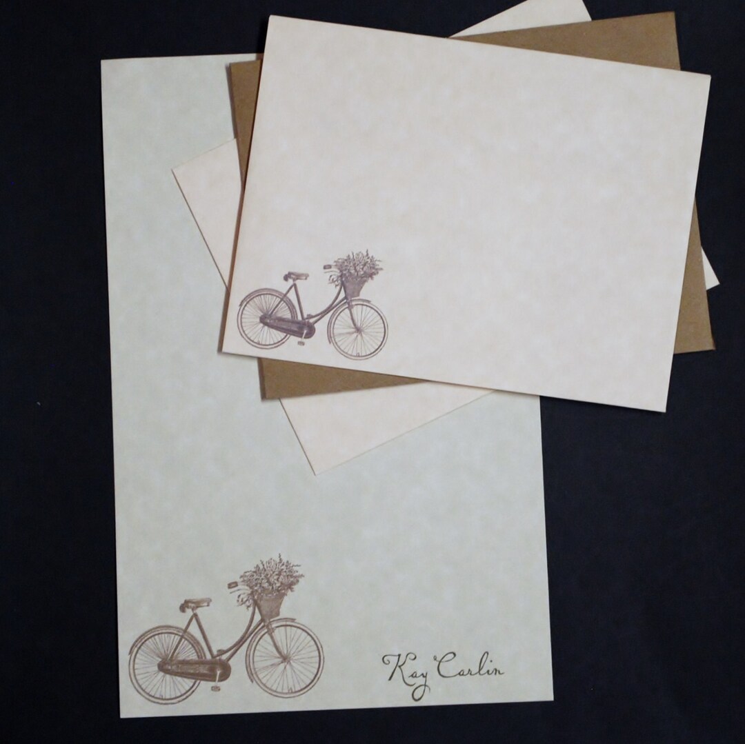 Vintage Bicycle, Social Stationery Set, 5.5 X 8.5, Personalized Writing ...