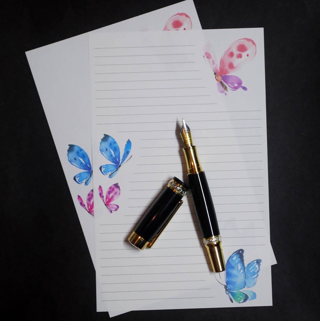 Butterflies in Watercolor, Stationery Set, 5.5 X 8.5, Letter Writing ...