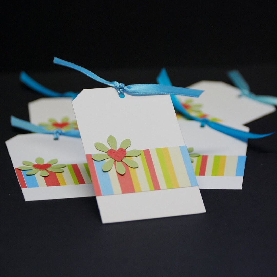 Stripes and Flowers Gift Tags, Set of 6 - Etsy