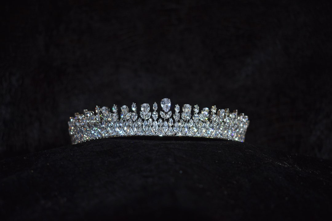 Bridal Headpiece Tiara Crown Simulated Diamonds Silver - Etsy