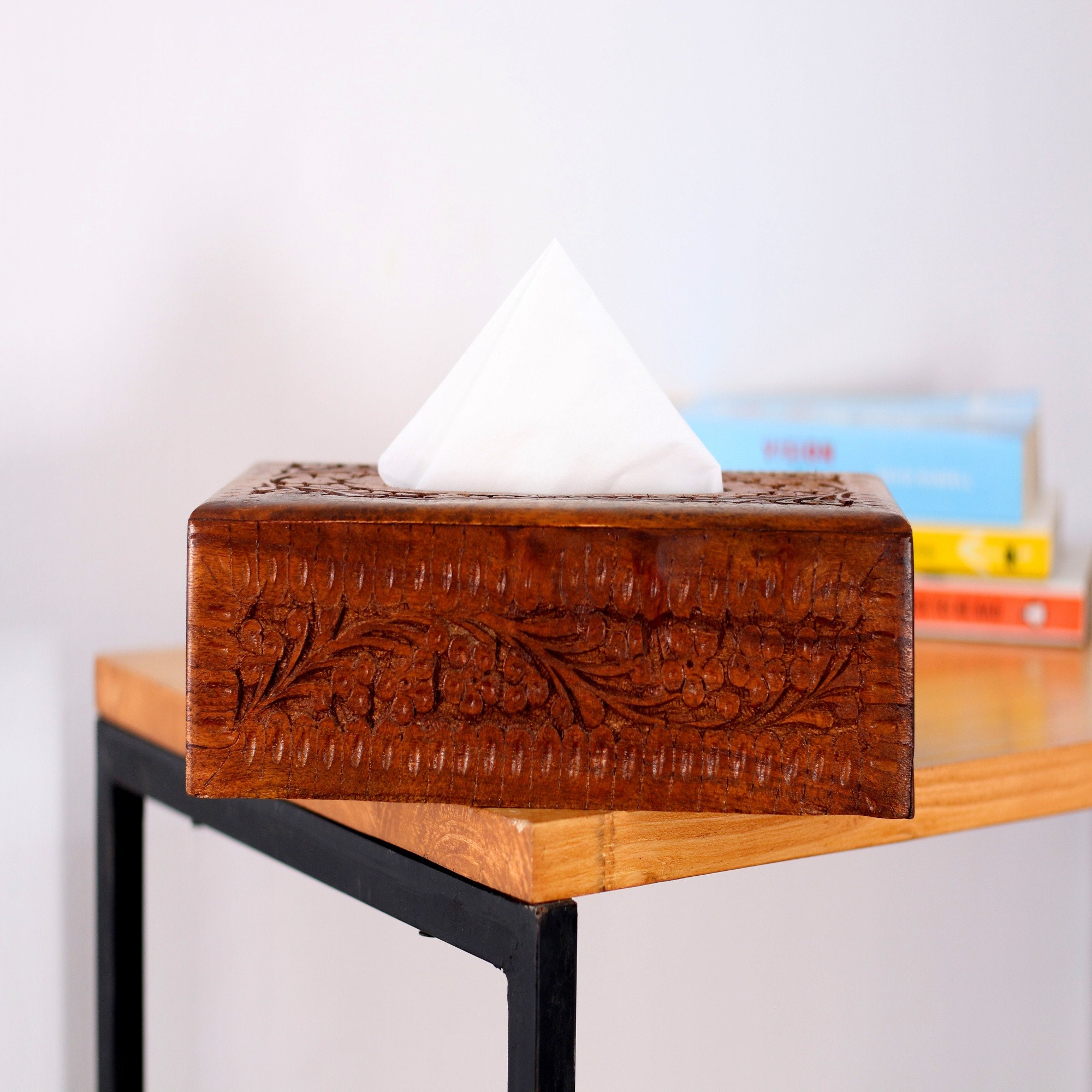 Handmade Tissue Box Cover. Rustic Rectangle Tissue Box. Natural Boho ...