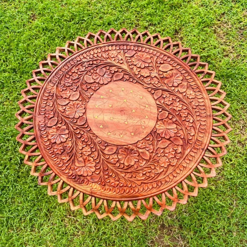 Wood Round Coffee Table, Solid Mid Century End Side Center Table ...