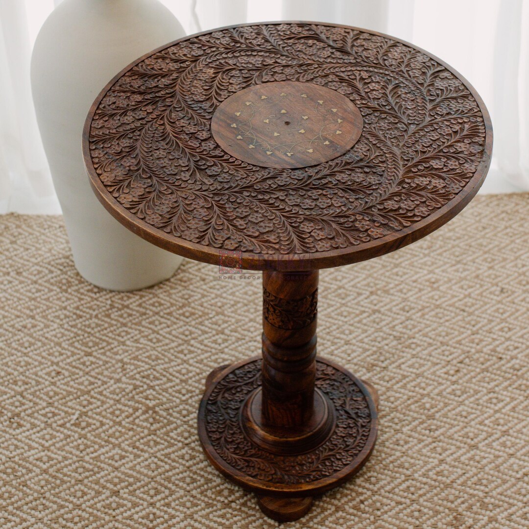 Dark Rustic Wood Side End Table - 20 Inch Bedside Table, Farmhouse ...