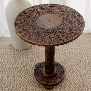 Dark Rustic Wood Side End Table - 20 Inch Bedside Table, Farmhouse ...