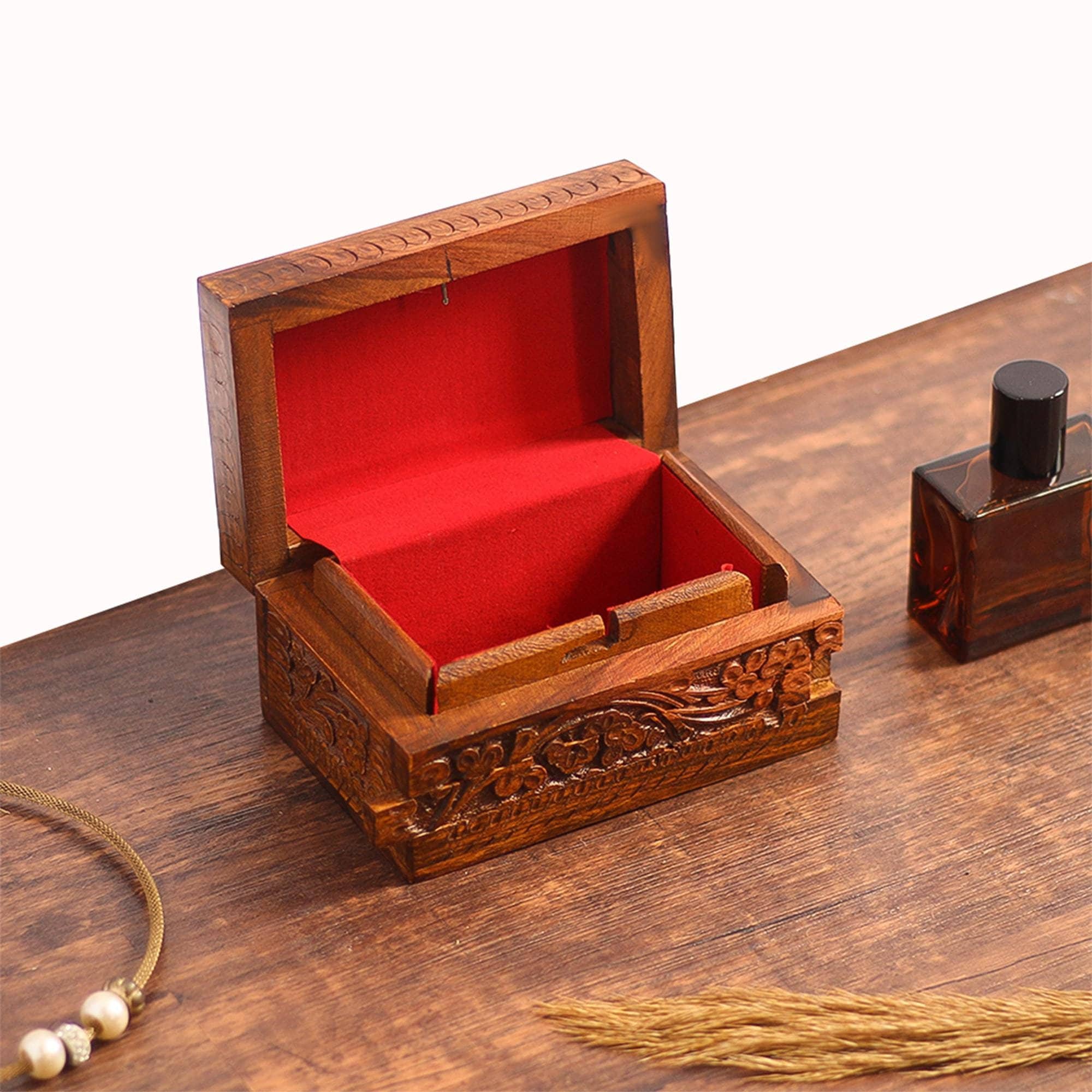 Rosewood Secret Lock Jewelry Box, Wooden Puzzle Box Christmas Gift ...