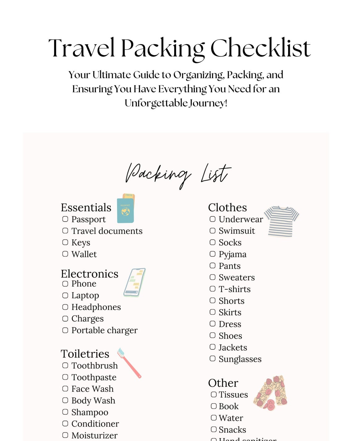 Travel Packing Checklist: Your Ultimate Guide to Organizing, Packing ...