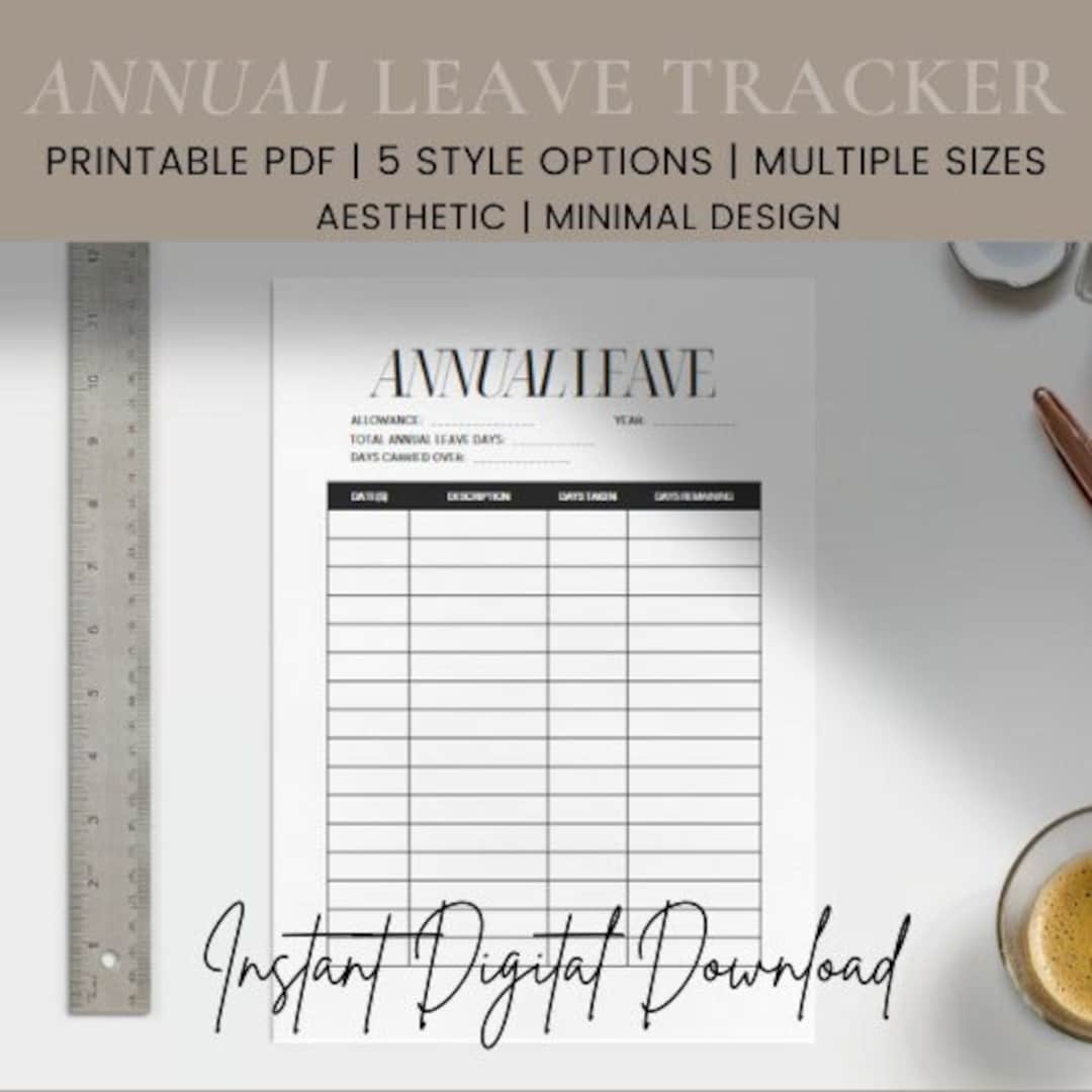 Annual Leave Tracker Printable, Work Holiday Tracker, Days off Log ...