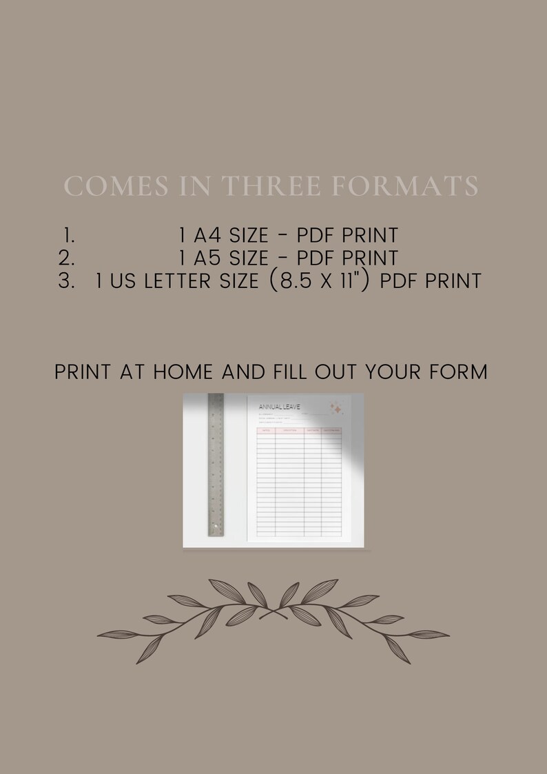 Annual Leave Tracker Printable, Simple Work Holiday Tracker, Days off ...
