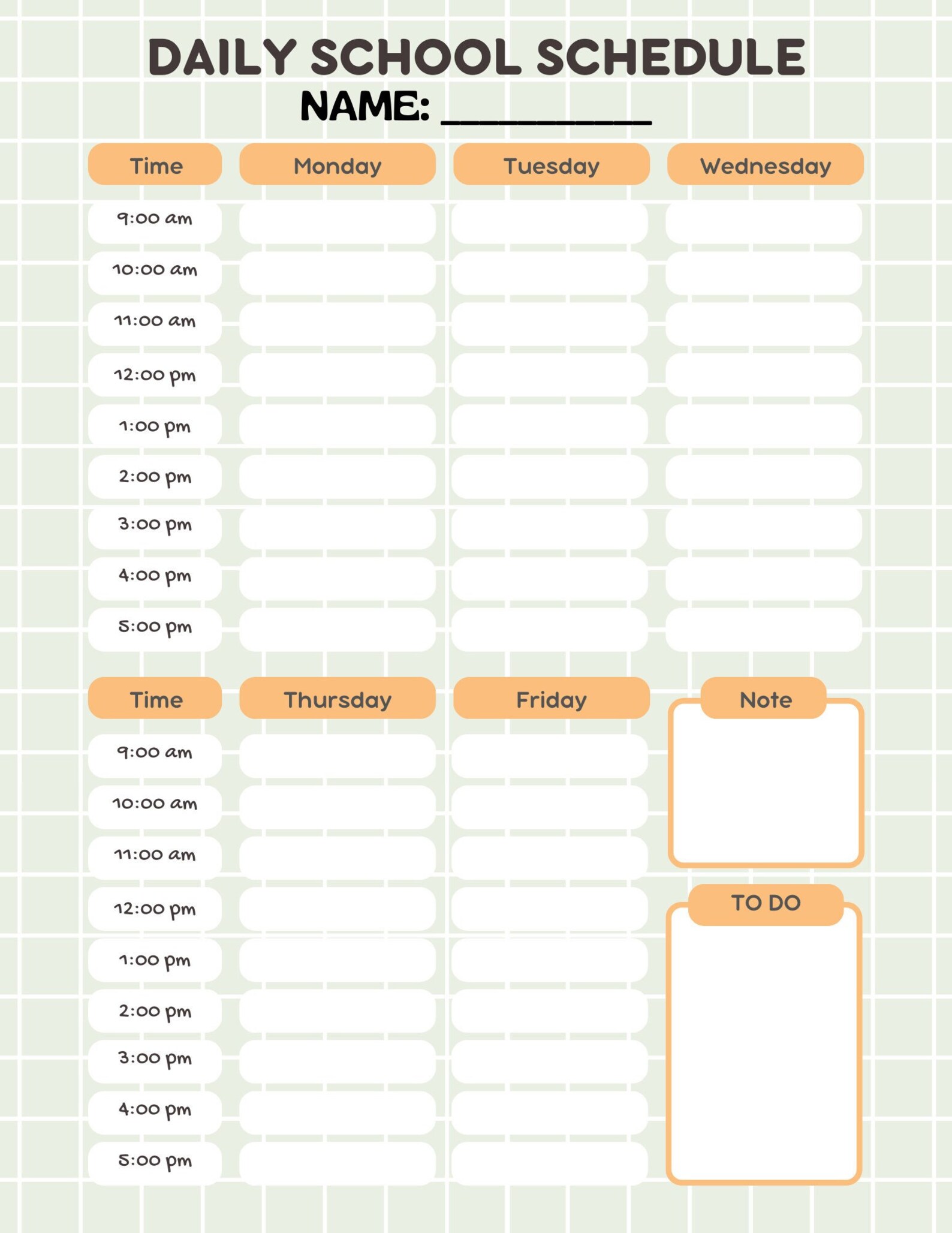 Daily School Schedule - Etsy