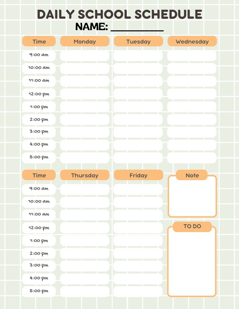 Daily School Schedule - Etsy