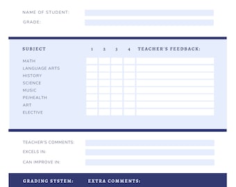 INSTANT DOWNLOAD Printable Homeschool Report Card - Orange - Etsy