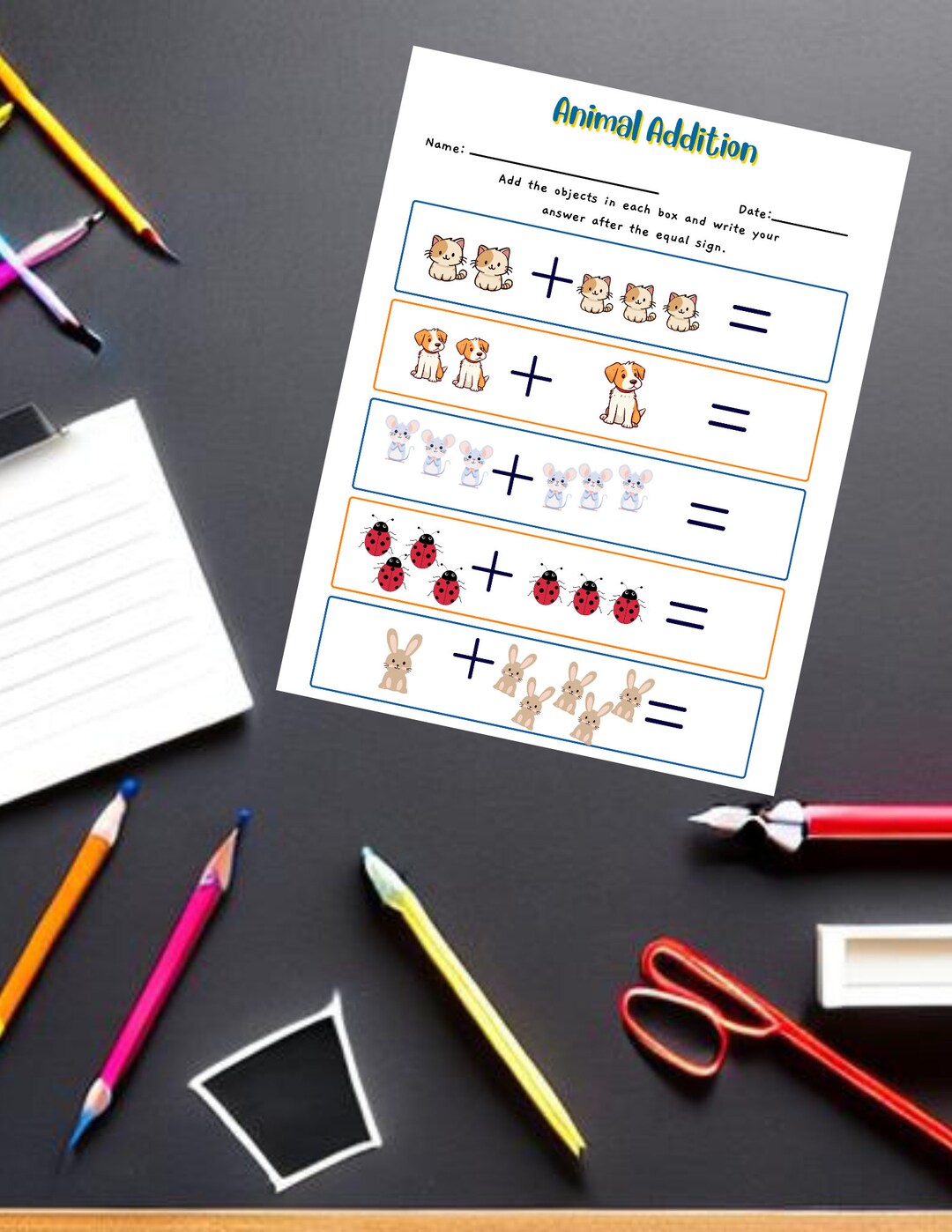 Animal Addition Worksheets-numbers up to 10 - Etsy